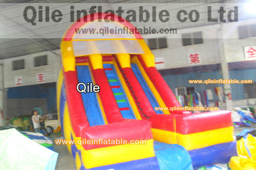 double  slide inflatable aqua slide with safe baffle supplier