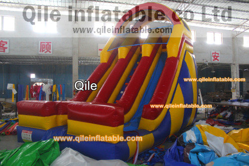 double  slide inflatable aqua slide with safe baffle supplier