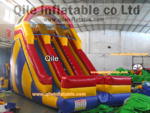 double  slide inflatable aqua slide with safe baffle supplier