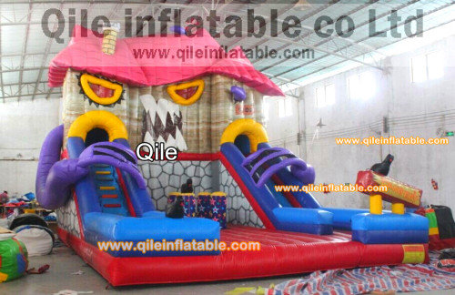 large inflatable Terrorist house slide inflatable Disneyland castle inflatable slide for Halloween supplier