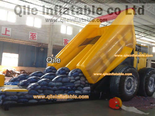 Big trucks  slide inflatable aqua slide with safe baffle supplier