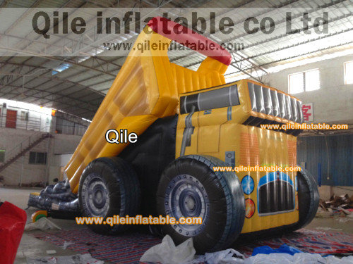 Big trucks  slide inflatable aqua slide with safe baffle supplier