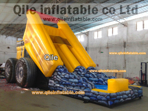 Big trucks  slide inflatable aqua slide with safe baffle supplier