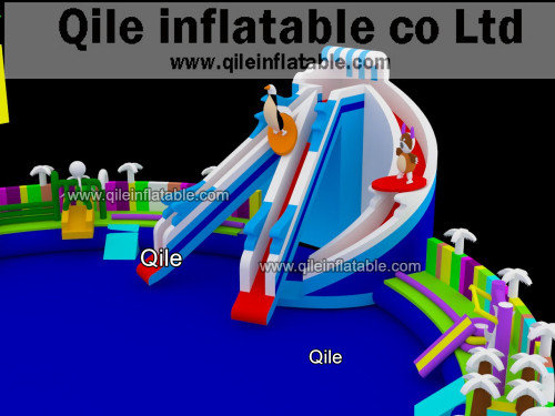 double water pool with slides,inflatable water sports,inflatable swimming toys supplier