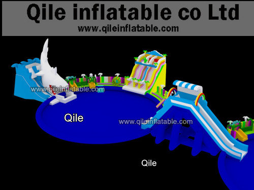 double water pool with slides,inflatable water sports,inflatable swimming toys supplier