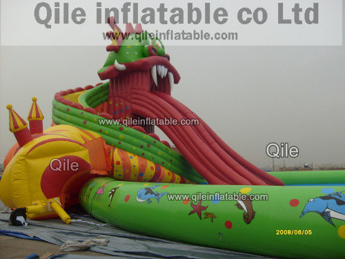 double water pool with slides,inflatable water sports,inflatable swimming toys supplier