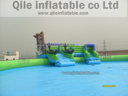 double water pool with slides,inflatable water sports,inflatable swimming toys supplier