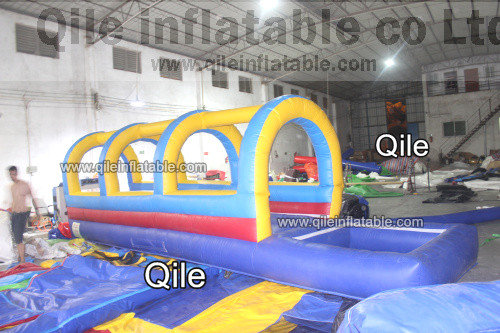 0.55 mm Blue Giant Waterproof Outdoor Inflatable Water Slides For Kids And Adults supplier