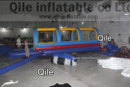 0.55 mm Blue Giant Waterproof Outdoor Inflatable Water Slides For Kids And Adults supplier
