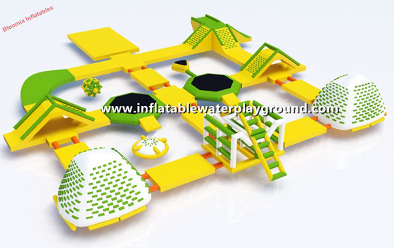 Ultimate Inflatable Floating Water Park With Trampoline , Commercial Grade