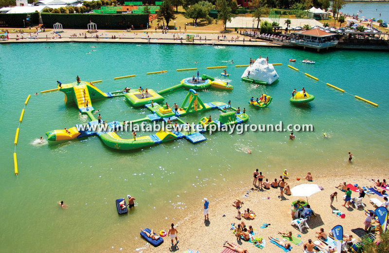 Durable 0.9mm PVC Tarpaulin Inflatable Blow Up Water Park for Advertising
