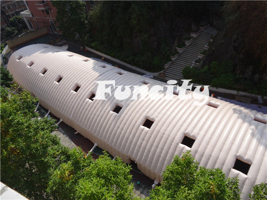 Size 54x12x1.5m Air tight 0.55mm PVC Tarpaulin Inflatable Tent For Exhibition