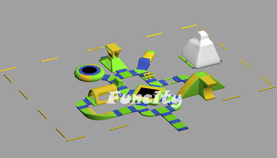 Rent Outdoor Inflatable Water Park With Trampoline / Action Tower