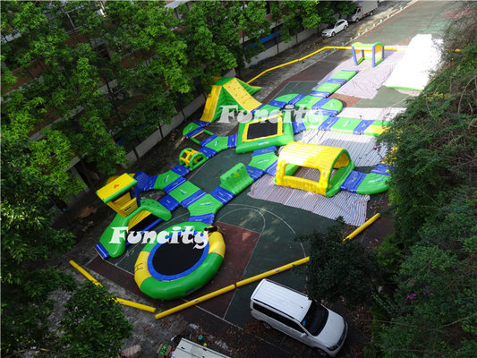 Rent Outdoor Inflatable Water Park With Trampoline / Action Tower