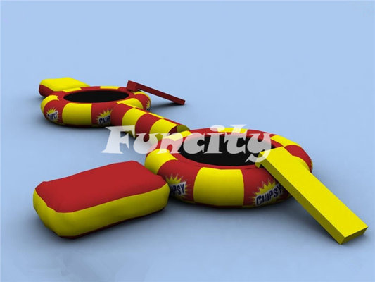 0.9MM Thickness PVC Tarpaulin Inflatable Water Trampoline for Adults Used in the Lake Red/Yellow