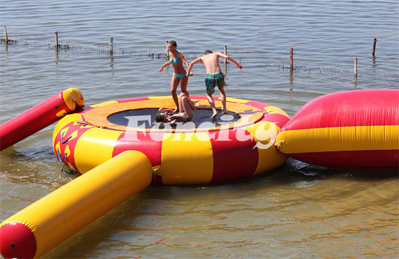 0.9MM Thickness PVC Tarpaulin Inflatable Water Trampoline for Adults Used in the Lake Red/Yellow
