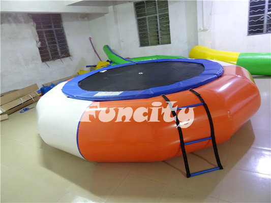 0.9mm Thickness PVC Tarpaulin Inflatable Water Toys Water Trampoline with Climbing Ladder