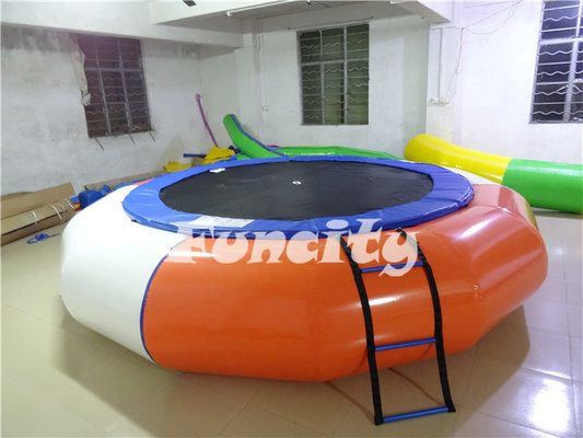 0.9mm Thickness PVC Tarpaulin Inflatable Water Toys Water Trampoline with Climbing Ladder