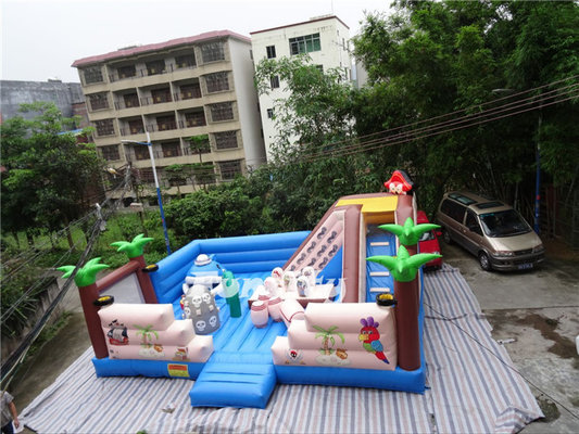 Print Logo 8m x 6m x 4m Playground Inflatable Fun City With Air Blower