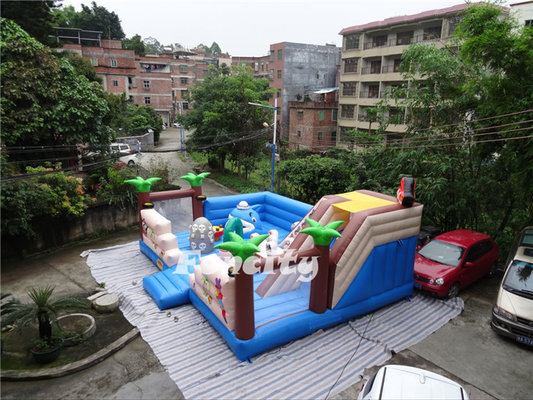 Print Logo 8m x 6m x 4m Playground Inflatable Fun City With Air Blower