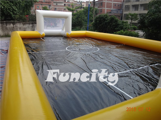 New Design Inflatable Water Football Pitch,Inflatable Water and Soap Football Playground Yellow and Black Color