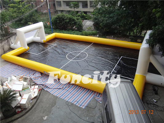 New Design Inflatable Water Football Pitch,Inflatable Water and Soap Football Playground Yellow and Black Color