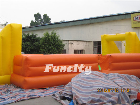 0.55mm Pvc Tarpaulin Inflatable Football Field With Pillar And Net
