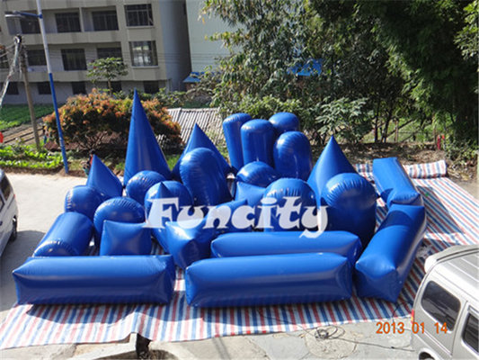 Blue Inflatable Sport Games 27PC Paintball Bunker Silk Printing