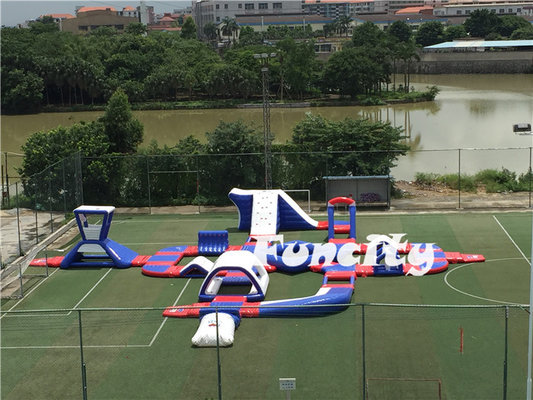 40mx34mx4m , 0.9mm PVC Tarpaulin Inflatable Water Park / Inflatable Water Floating Obstacle for Seashore Game
