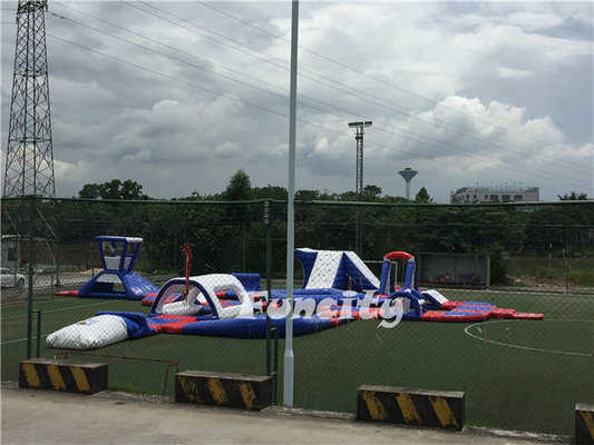 40mx34mx4m , 0.9mm PVC Tarpaulin Inflatable Water Park / Inflatable Water Floating Obstacle for Seashore Game