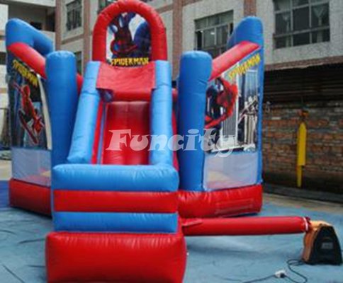 Spiderman Theme Inflatable Jumping Slide 0.5mm PVC Tarpaulin Kids Inflatable Bouncer