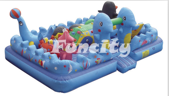 Lovely Dolphin Inflatable Fun City Bounce Playground Equipment Fun For Children