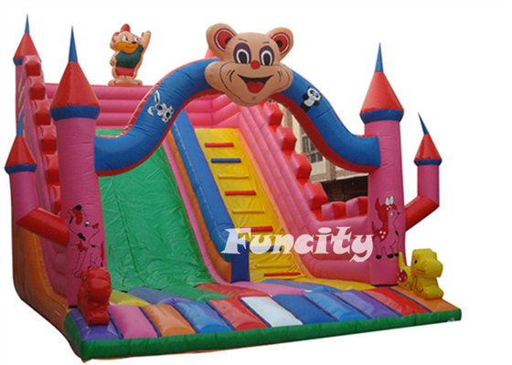 Welcome Bear Inflatable Slides For Sale With Vivid Animals Digital Printed