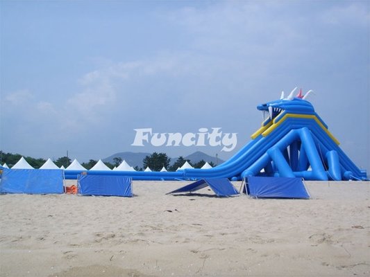 Big Shark Mouth Inflatable Dry Slides With Long Slide Shark Tooth Shape