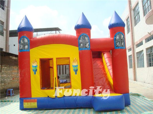 Red Torch Inflatable Combo Bouncers With Slide Fire Retardant PVC Tarpaulin