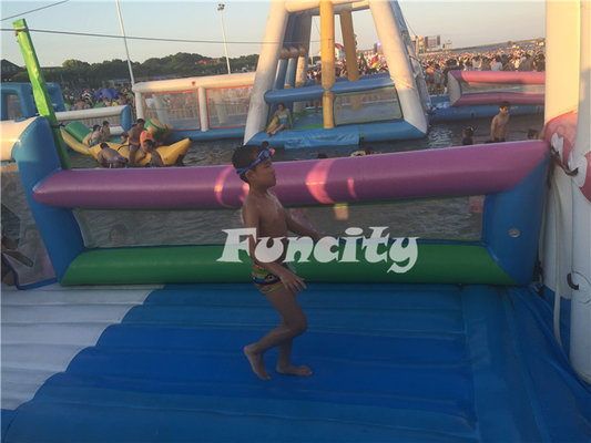 Size 26mL*10mW Customized Logo Inflatable Water Park with Obstacle Water Slide
