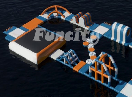 Hot - Welding Inflatable Water Parks / Aqua Park Resort 2 Years Warranty