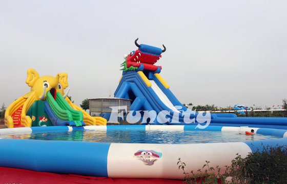 Amusement Inflatable Water Park , Giant Water Pool Water Slide Iceberg