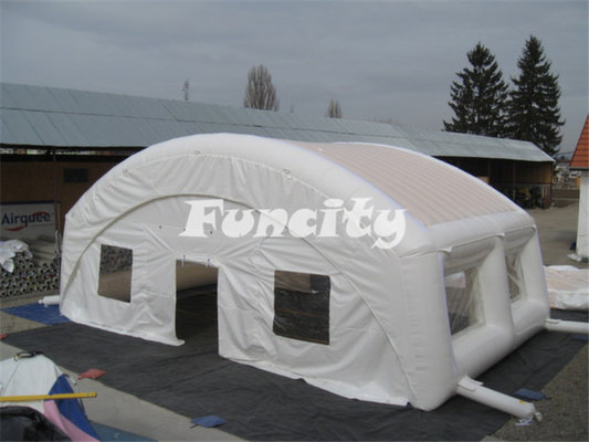 White Family Camping Inflatable Tent With Doors and Windows Design , 17.4L*10.7W*4.3Hm