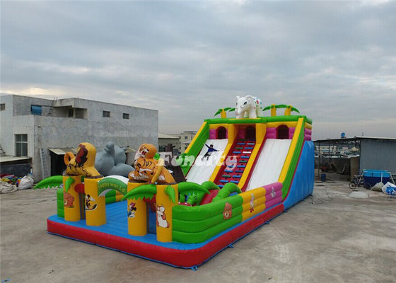 New Design 14M*8M*4M 0.55MM PVC Tarpaulin inflatable Fun city with slide
