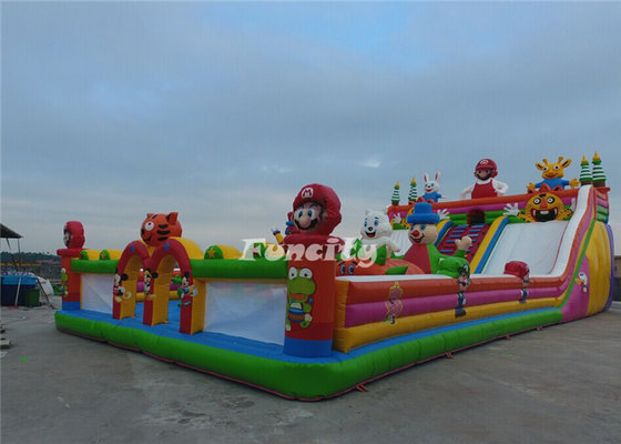 Anti - Ruptured Commercial Inflatable Fun City With Slide / Obstacle 2 Years Warranty