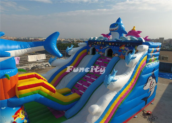 Commercial Inflatable Slide 0.55MM Thickness Plato PVC Tarpaulin Gaint Fun City