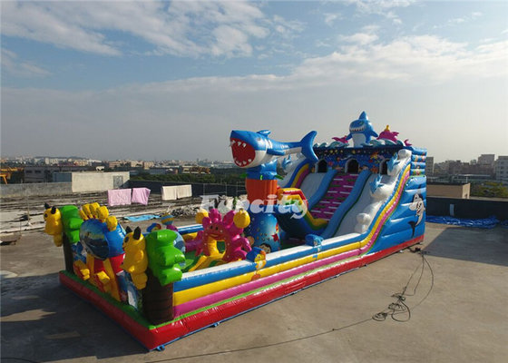 Commercial Inflatable Slide 0.55MM Thickness Plato PVC Tarpaulin Gaint Fun City