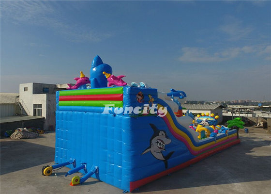 Commercial Inflatable Slide 0.55MM Thickness Plato PVC Tarpaulin Gaint Fun City