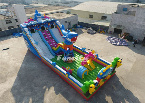 Commercial Inflatable Slide 0.55MM Thickness Plato PVC Tarpaulin Gaint Fun City