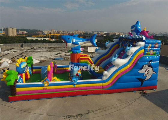 Commercial Inflatable Slide 0.55MM Thickness Plato PVC Tarpaulin Gaint Fun City