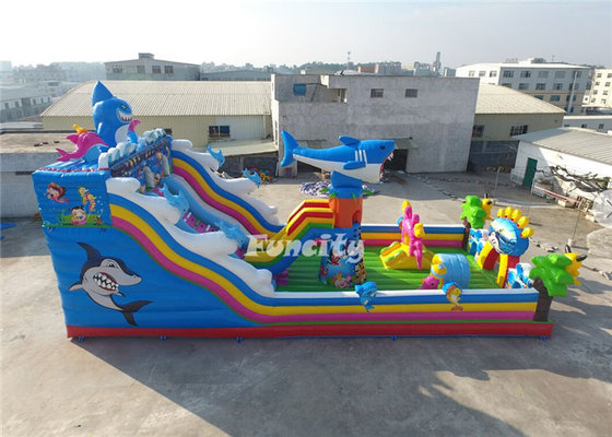 Commercial Inflatable Slide 0.55MM Thickness Plato PVC Tarpaulin Gaint Fun City