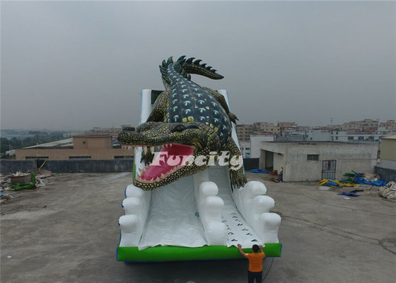 10M*6M*6M EN14960 0.55MM PVC Tarpaulin inflatable giant Crocodile Theme dry slide for Frame pool