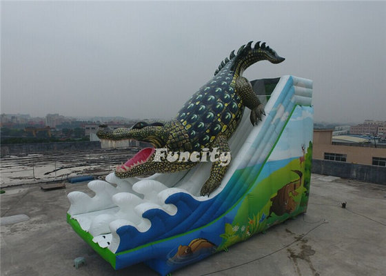 10M*6M*6M EN14960 0.55MM PVC Tarpaulin inflatable giant Crocodile Theme dry slide for Frame pool