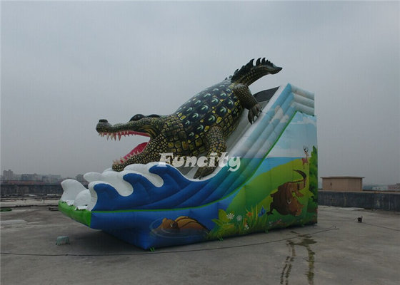 10M*6M*6M EN14960 0.55MM PVC Tarpaulin inflatable giant Crocodile Theme dry slide for Frame pool